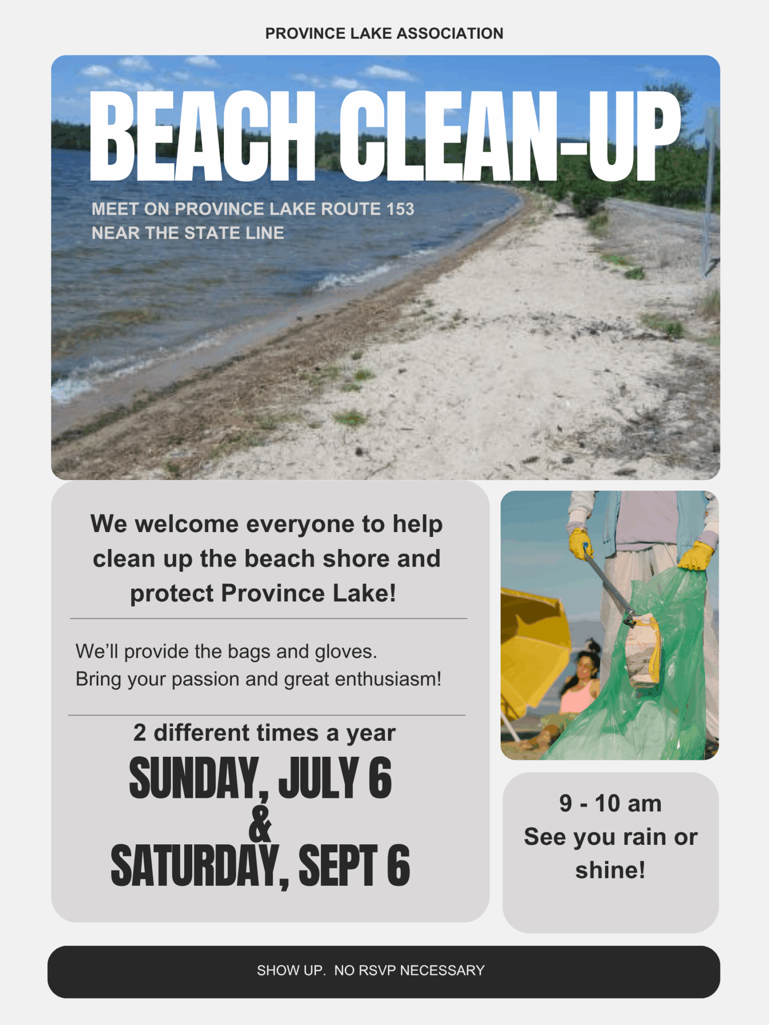 BEACH CLEAN UPS FOR 2025 | Province Lake Association